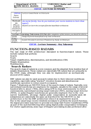 Introduction to Phased-Array Radar Architectures - KITSW 8ECE3 AY:2022 ...