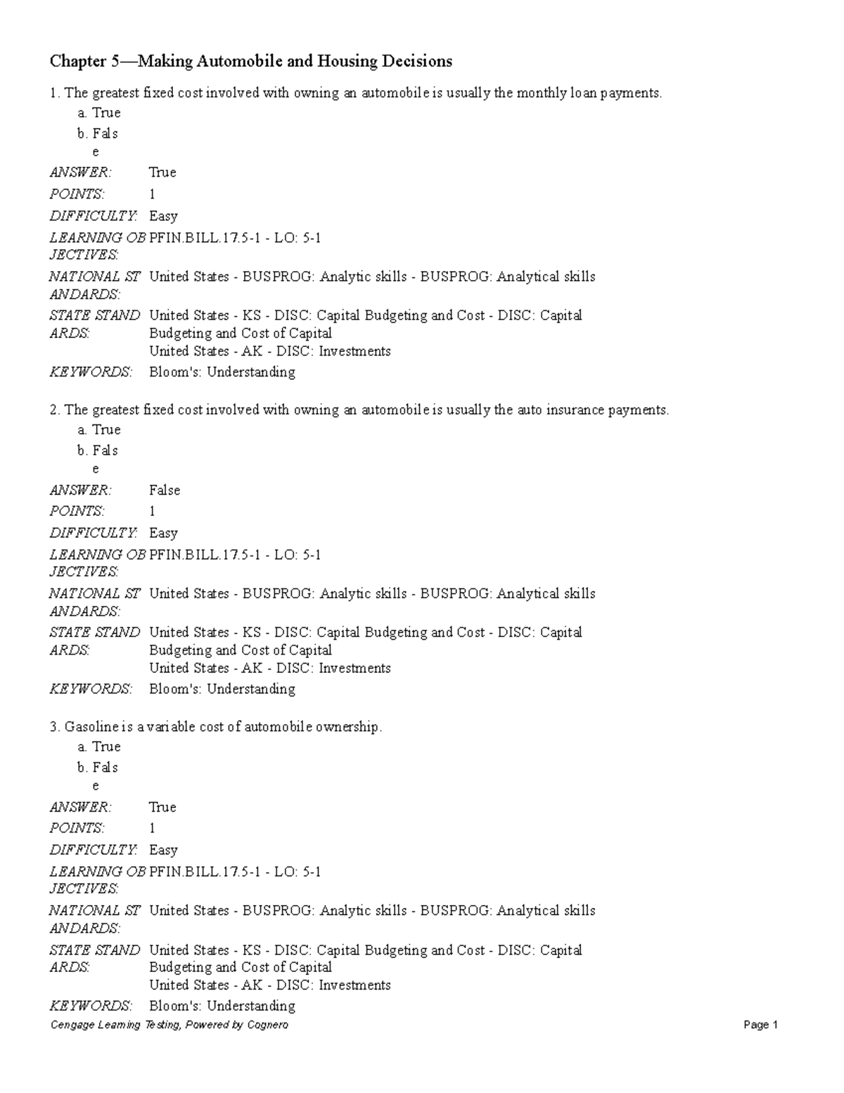 Chapter 5 Making Automobile and Housing Decisions - The greatest fixed ...