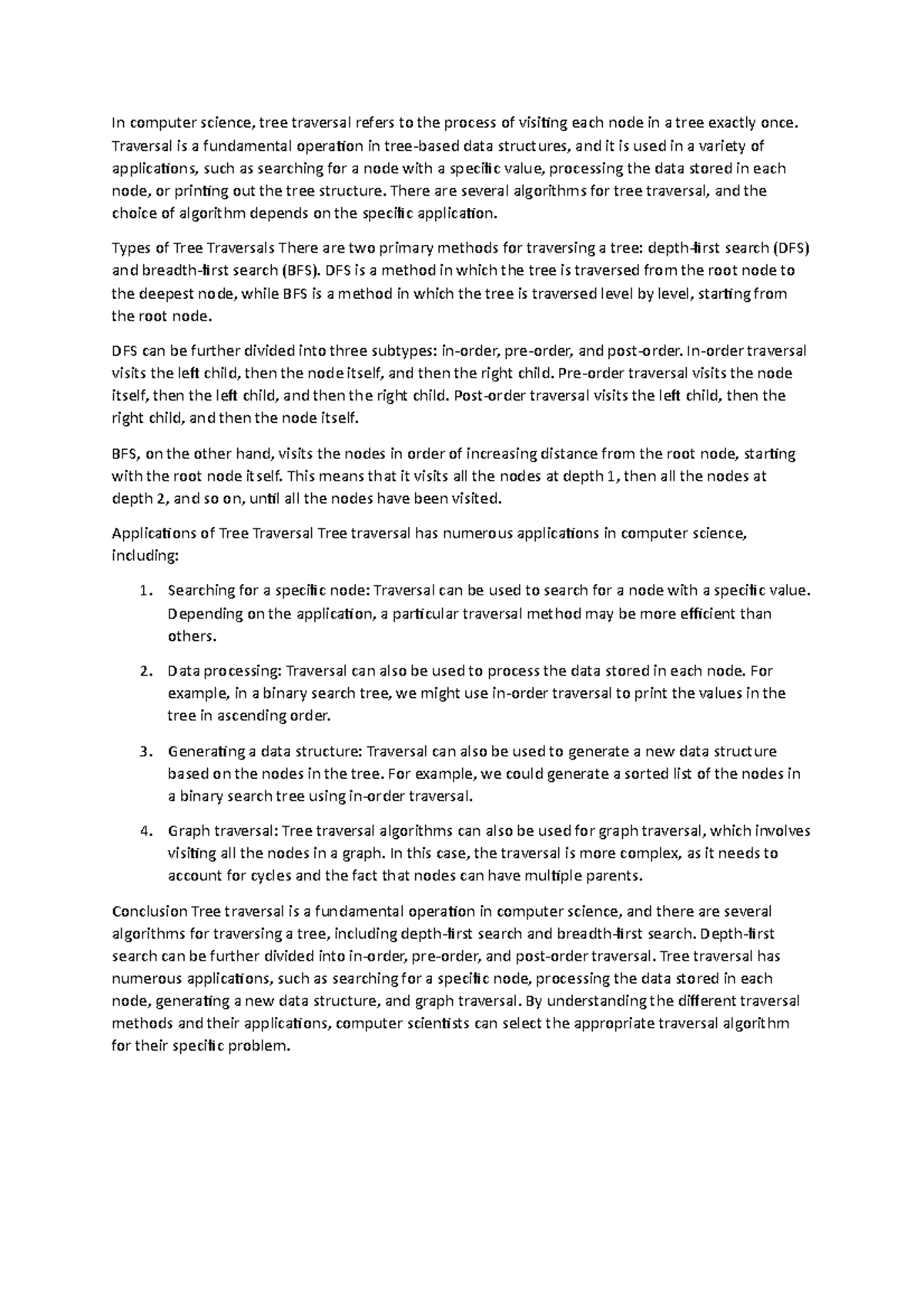 Tree Traversal Traversal Is A Fundamental Operation In Tree Based Data Structures And It Is