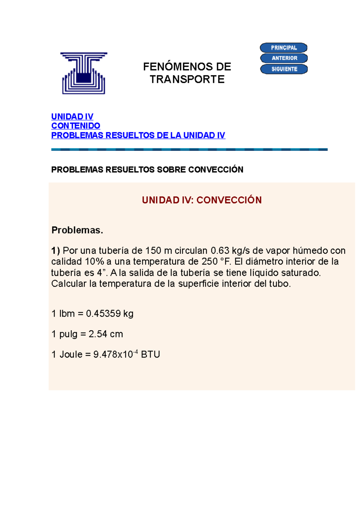 Fenómenos DE Transporte- Transferencia DE Calor - FENÓMENOS DE ...