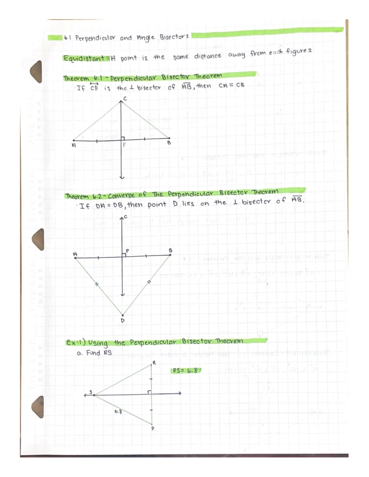 6.1 Perpendicular and Angle Bisectors - Studocu