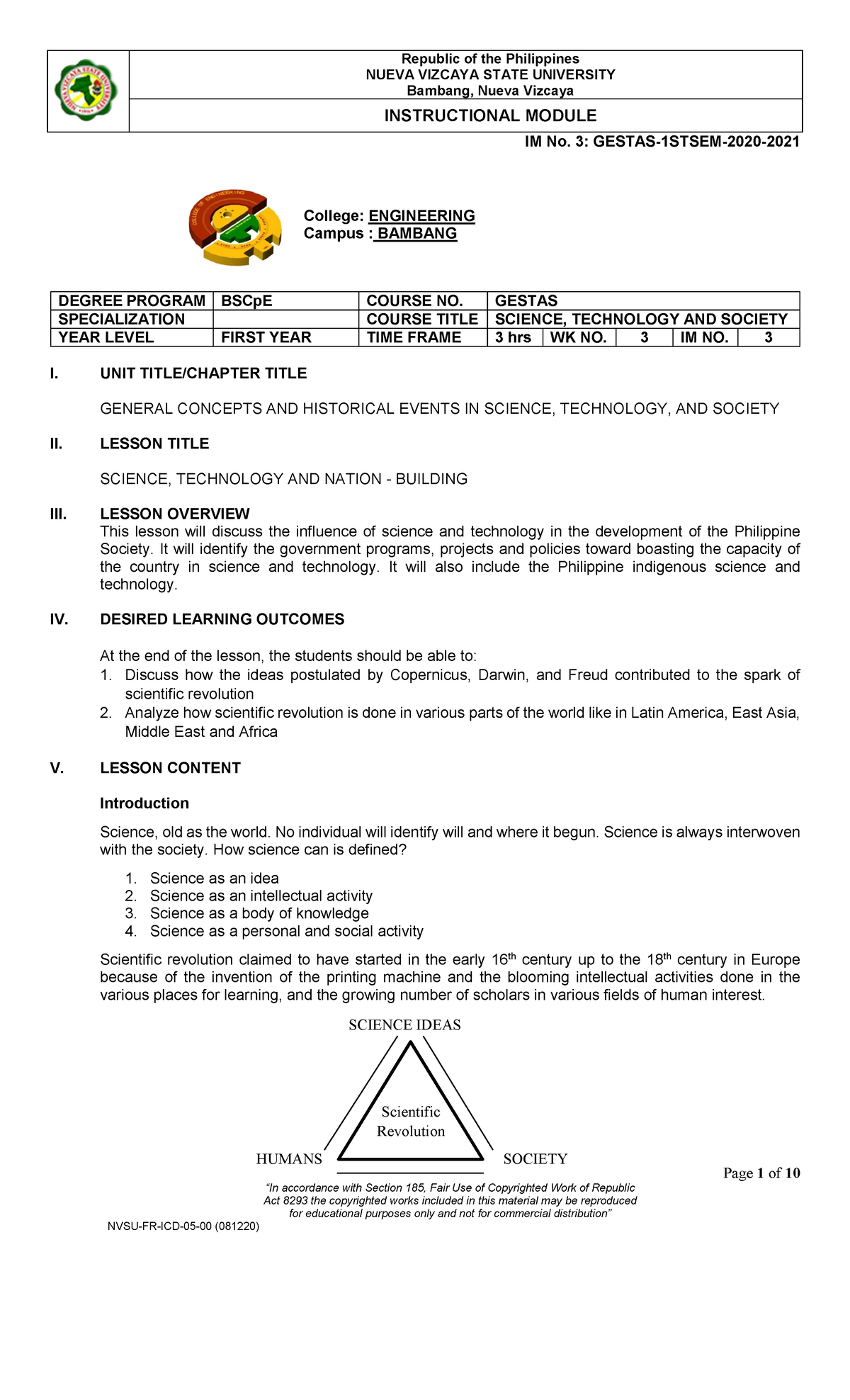 STS Module-3 - lecture - NUEVA VIZCAYA STATE UNIVERSITY Bambang, Nueva ...
