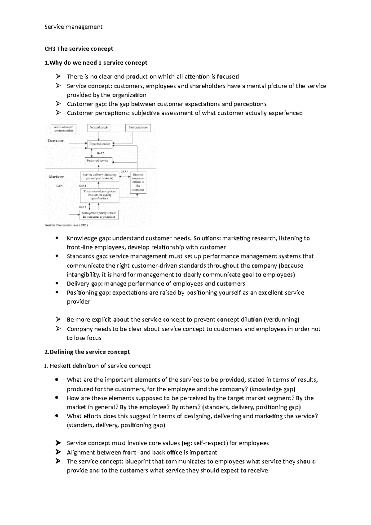 CH3 The service concept Service management Q2 international business ...