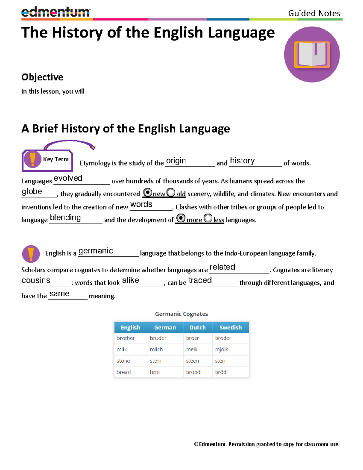 Eng 4a -1 - ELA - The History of the English Language Objective In this ...