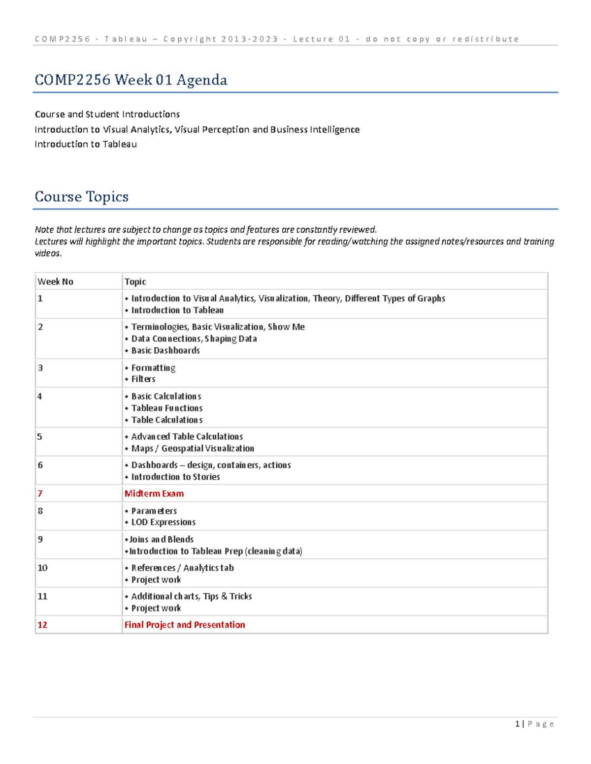 chapter7solutions - COMP2256 Week 01 Agenda Course and Student ...