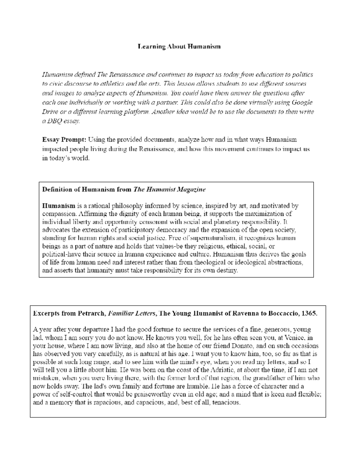 Humanism - HUM 101 - Studocu