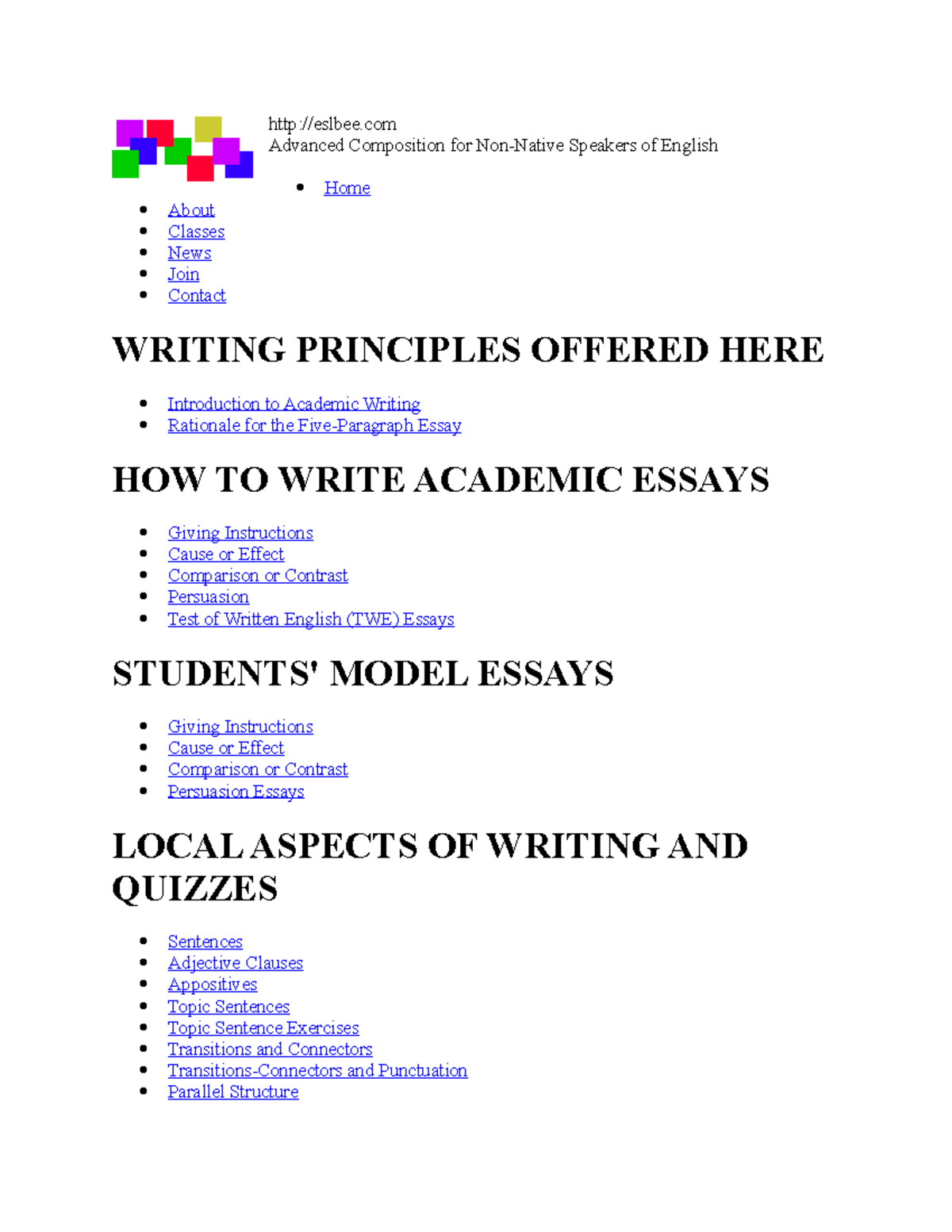 Cause and effect essay samp - eslbee Advanced Composition for Non ...