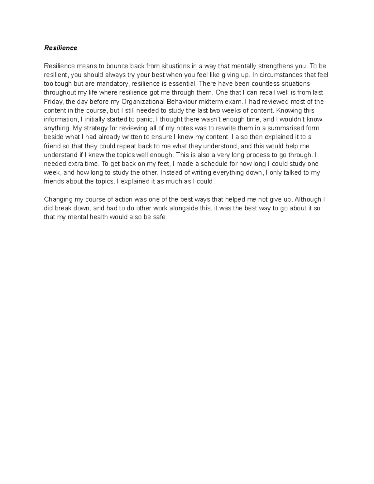 resilience tutorial work - Resilience Resilience means to bounce back ...