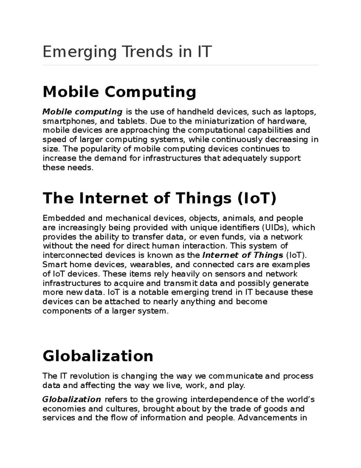 Module 24 Current AND Emerging Technologies - Emerging Trends in IT ...