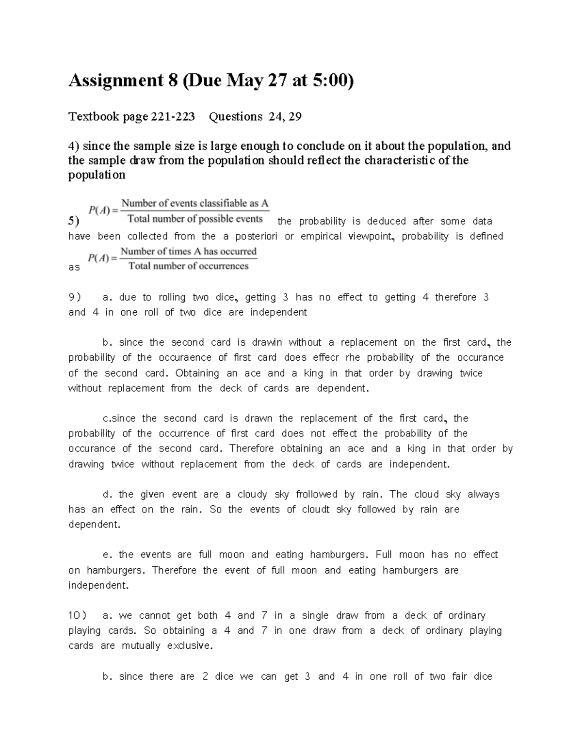 Assignment 8 Spring - Assignment 8 (Due May 27 at 5:00) Textbook page ...