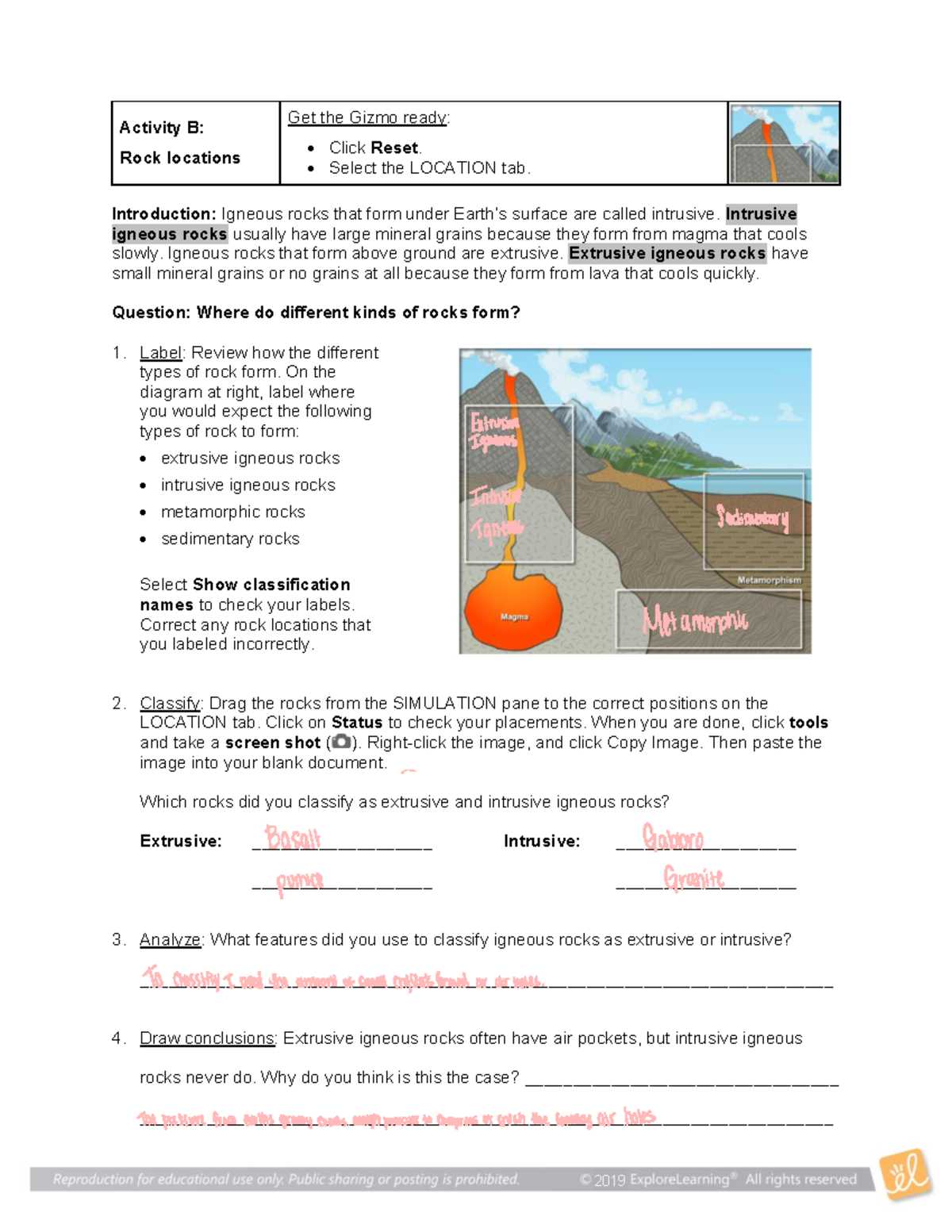 Page 3 - Gizmo - 2019 Activity B: Rock locations Get the Gizmo ready: x ...