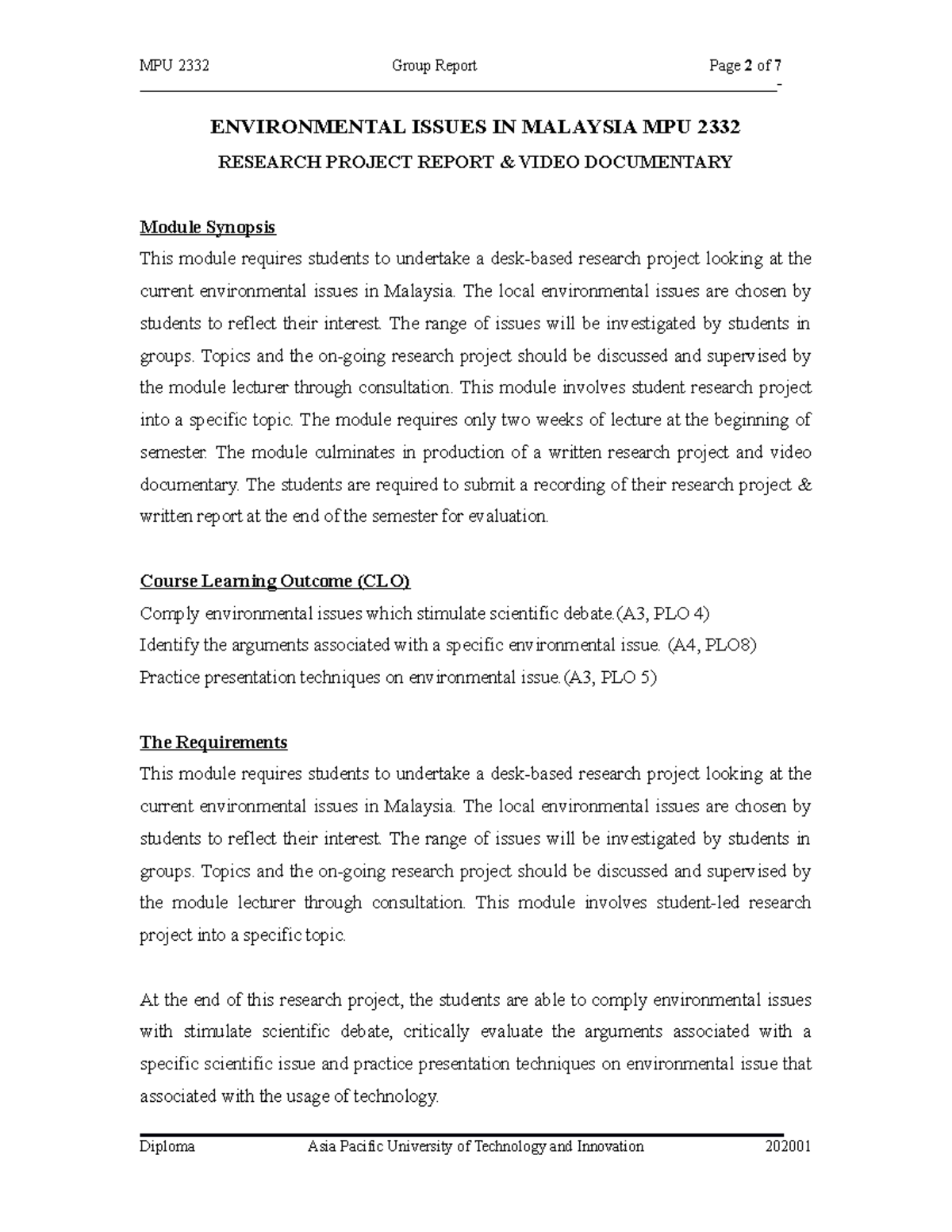 EIM Assignment Brief 15-3-2021 Updated - MPU 2332 Group Report Page 2 of 7 - Studocu