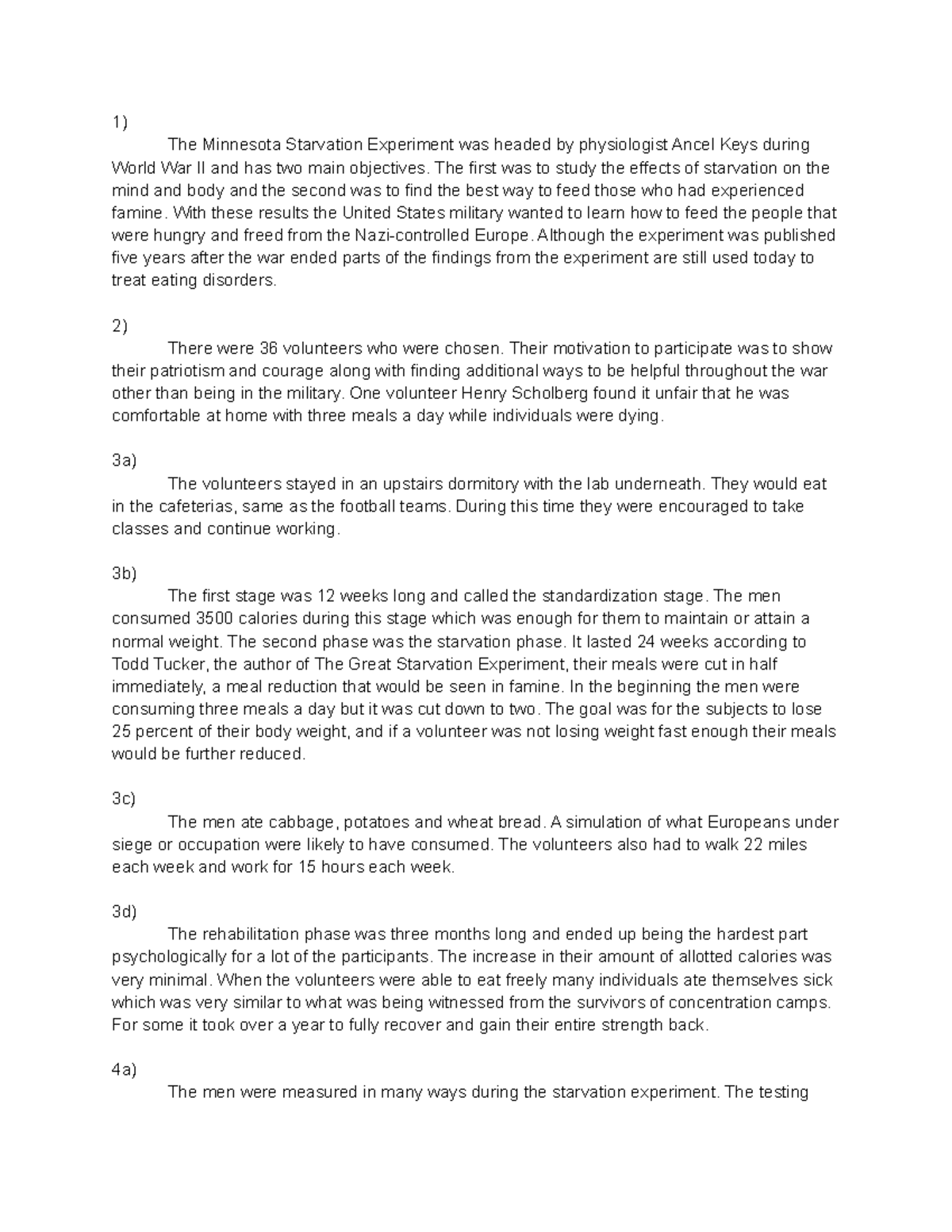 NTR 301 Introduction to Human Nutrition PR #4 - 1) The Minnesota ...