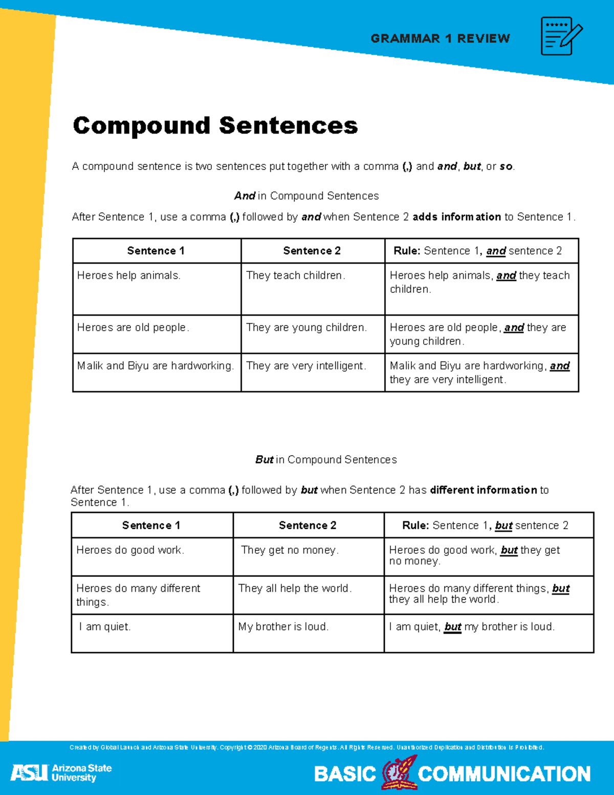 Unit 2 Grammar #1 Review - Compound Sentences A compound sentence is ...