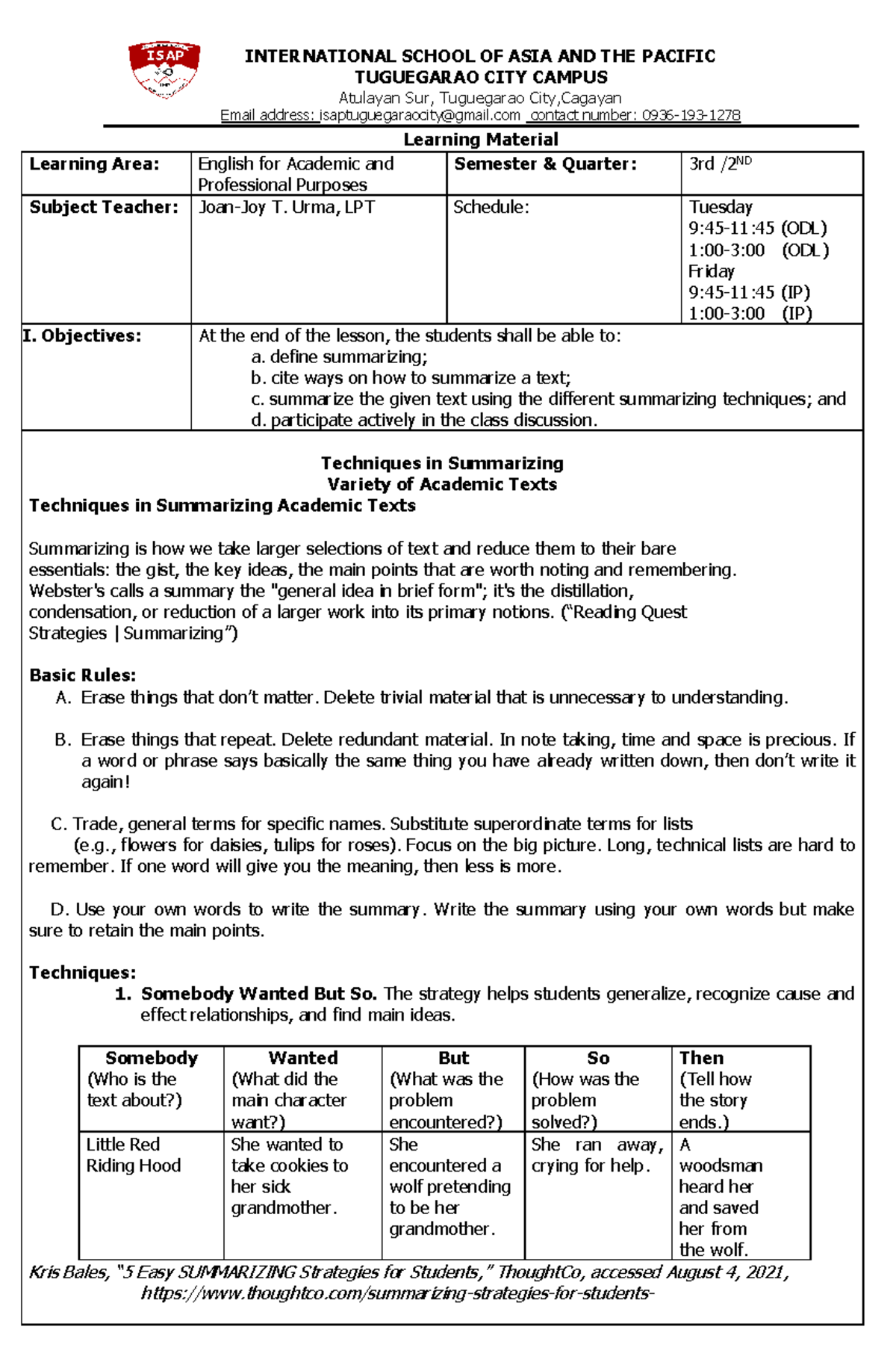 EAPP-Week-3-Reading-Material - INTERNATIONAL SCHOOL OF ASIA AND THE ...