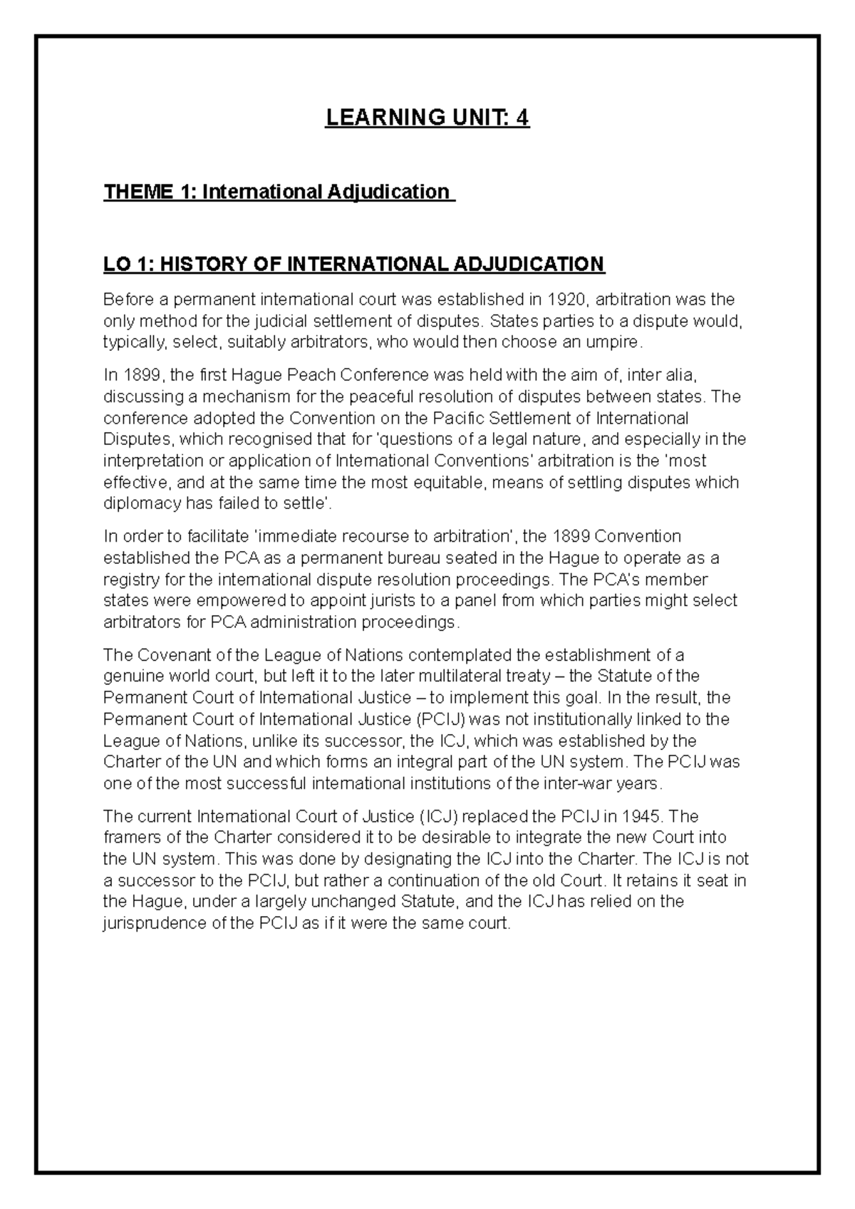 Learning UNIT 4 - LU 4 Test Notes - LEARNING UNIT: 4 THEME 1 ...