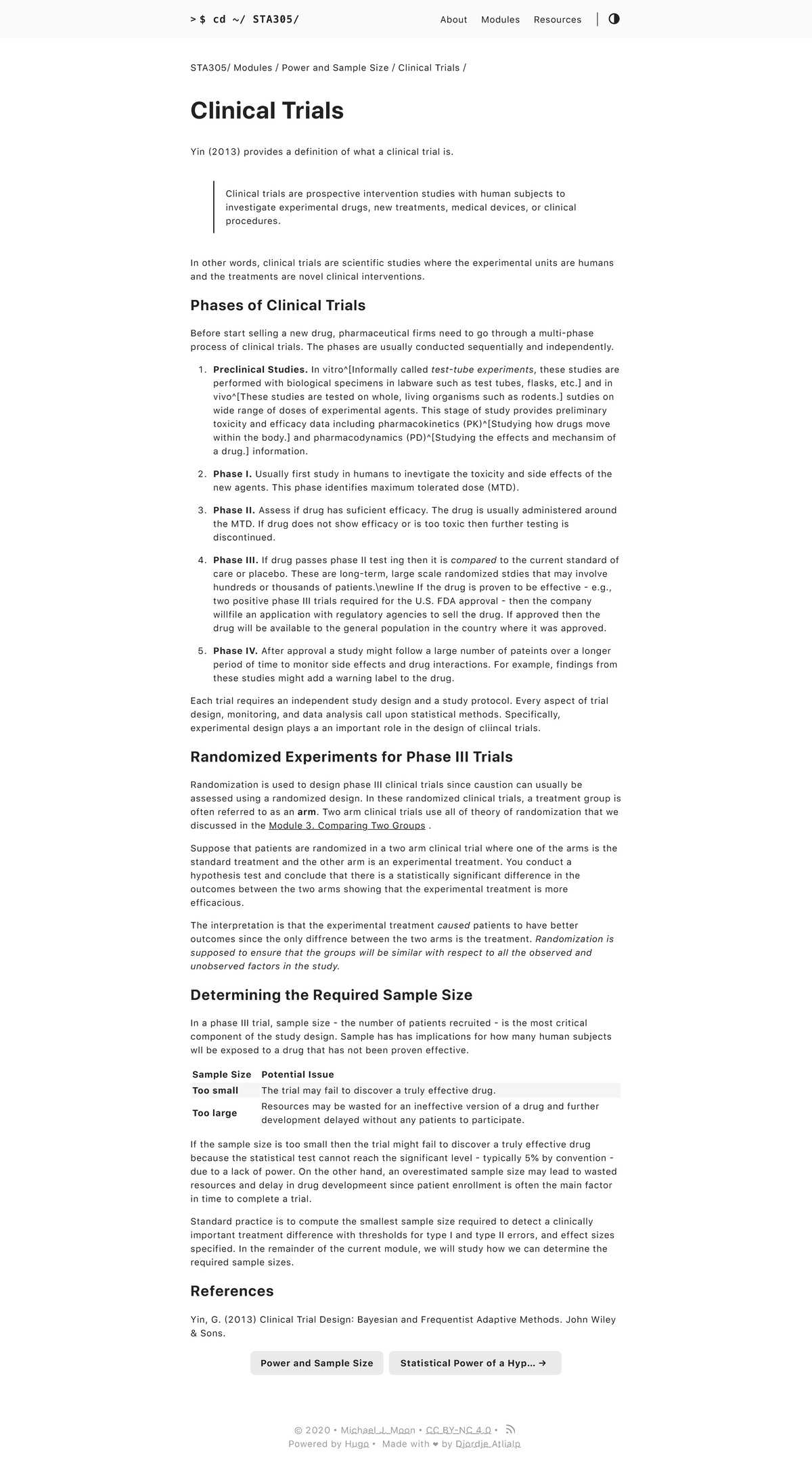 Clinical Trials Design and Analysis of Experiments — Online modules for ...