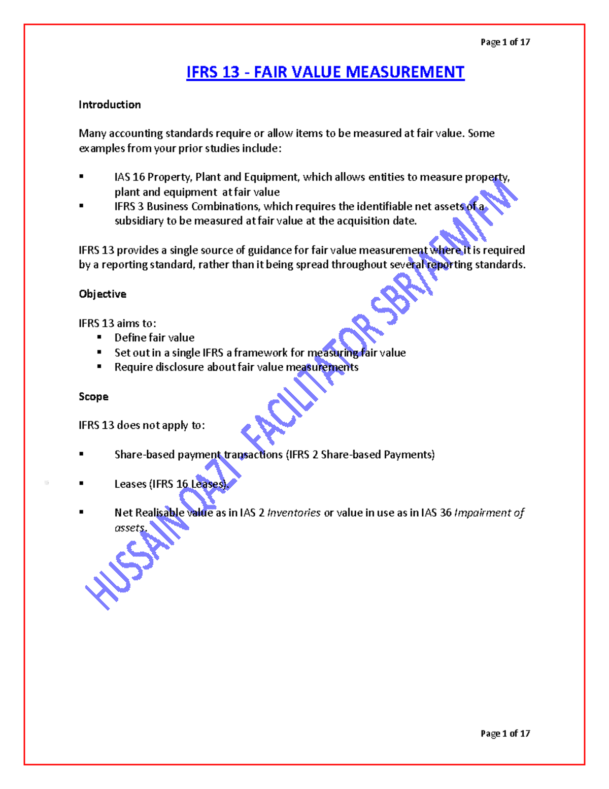 IFRS 13 - F,V,Measurement - IFRS 13 - FAIR VALUE MEASUREMENT ...