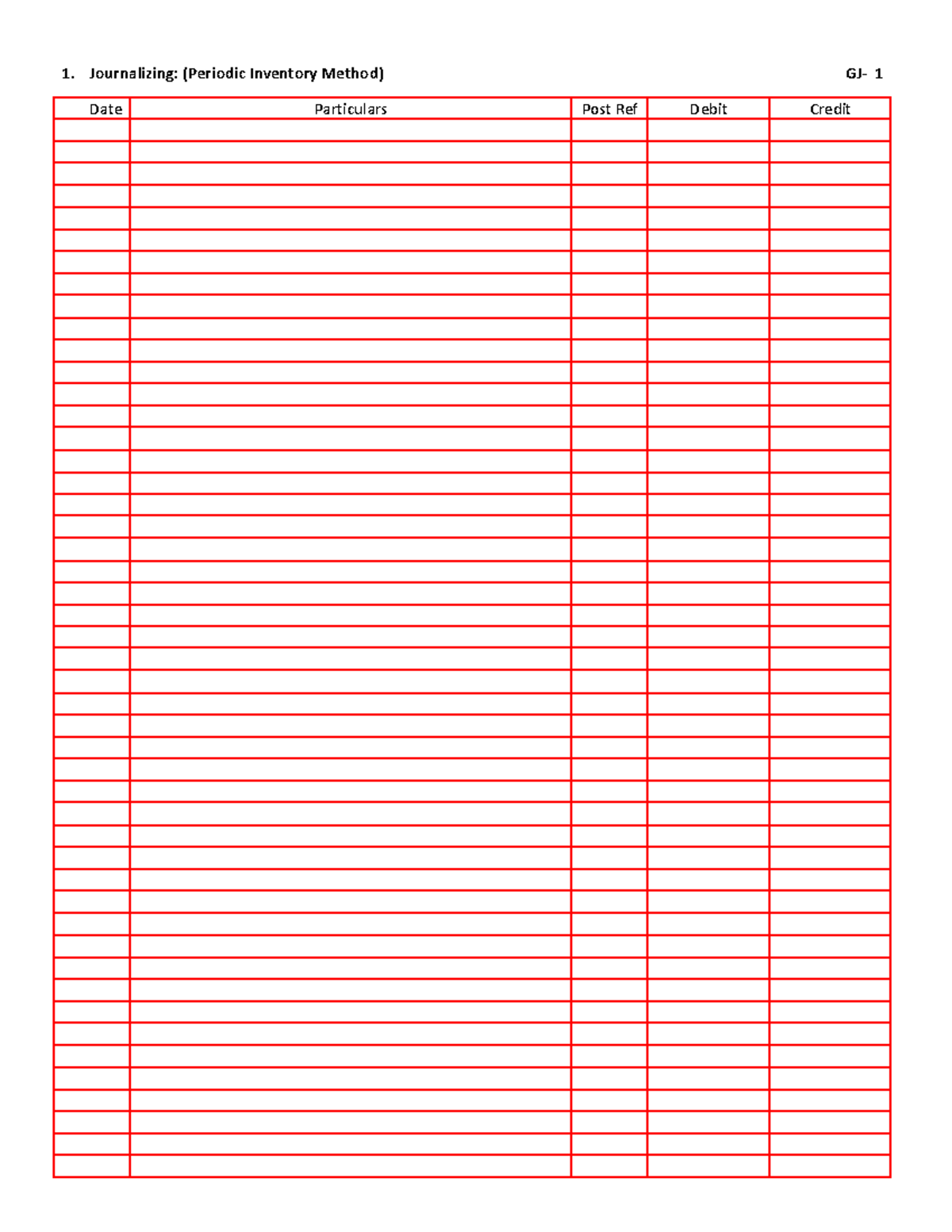 NC 3 Bookkeeping Answer Sheet Periodic - 1. Journalizing: (Periodic ...