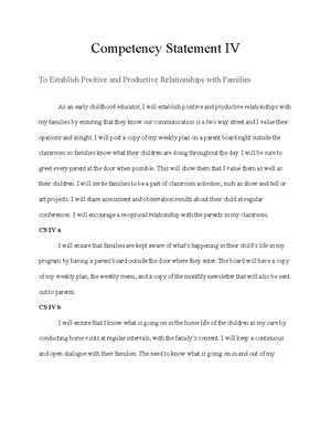 Competency Statement III - I encourage and acknowledge every child ...