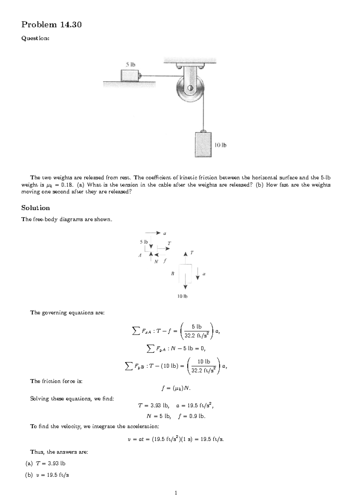 Dynamics Practice: Tension and Velocity Calculations - Problem 14 ...