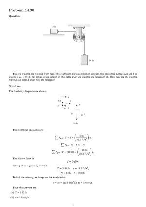 Dynamics Practice - Dynamics Exam 1 Summary 1. Forces and Motion of a Point Key Concepts Newton ...