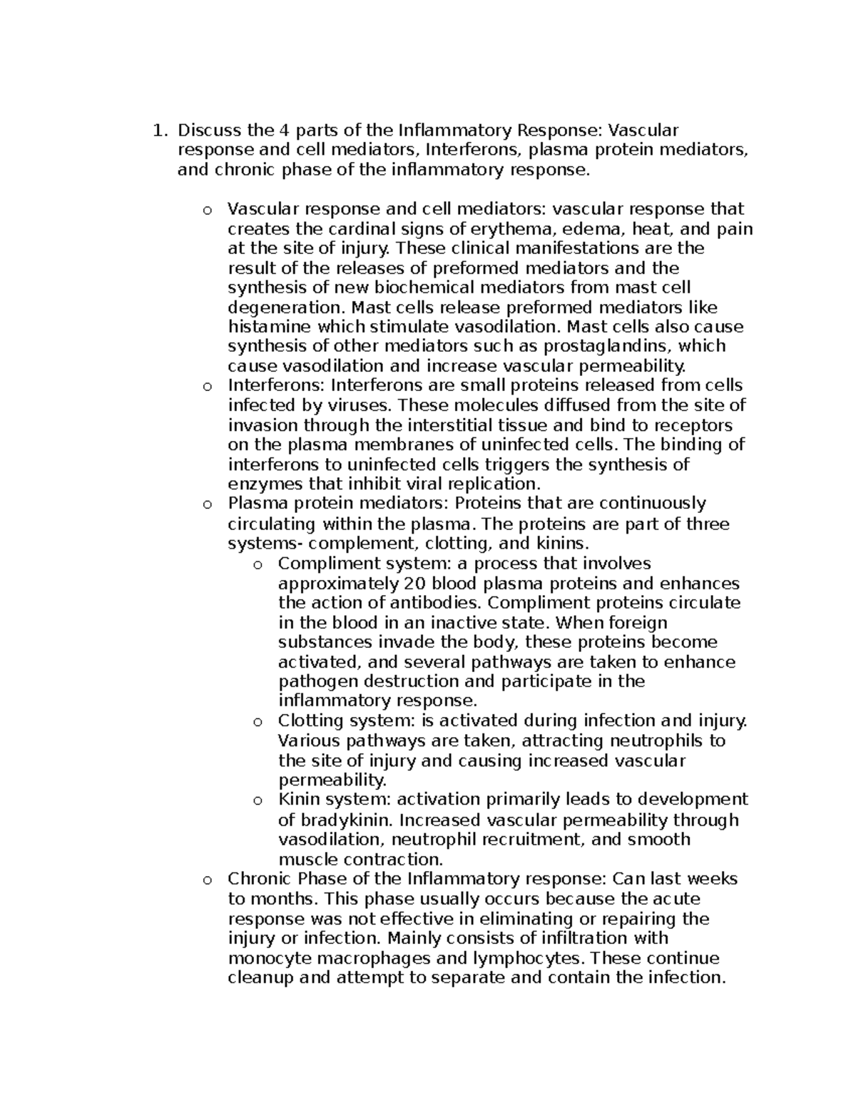 Week 2 Assignment - Discuss the 4 parts of the Inflammatory Response ...