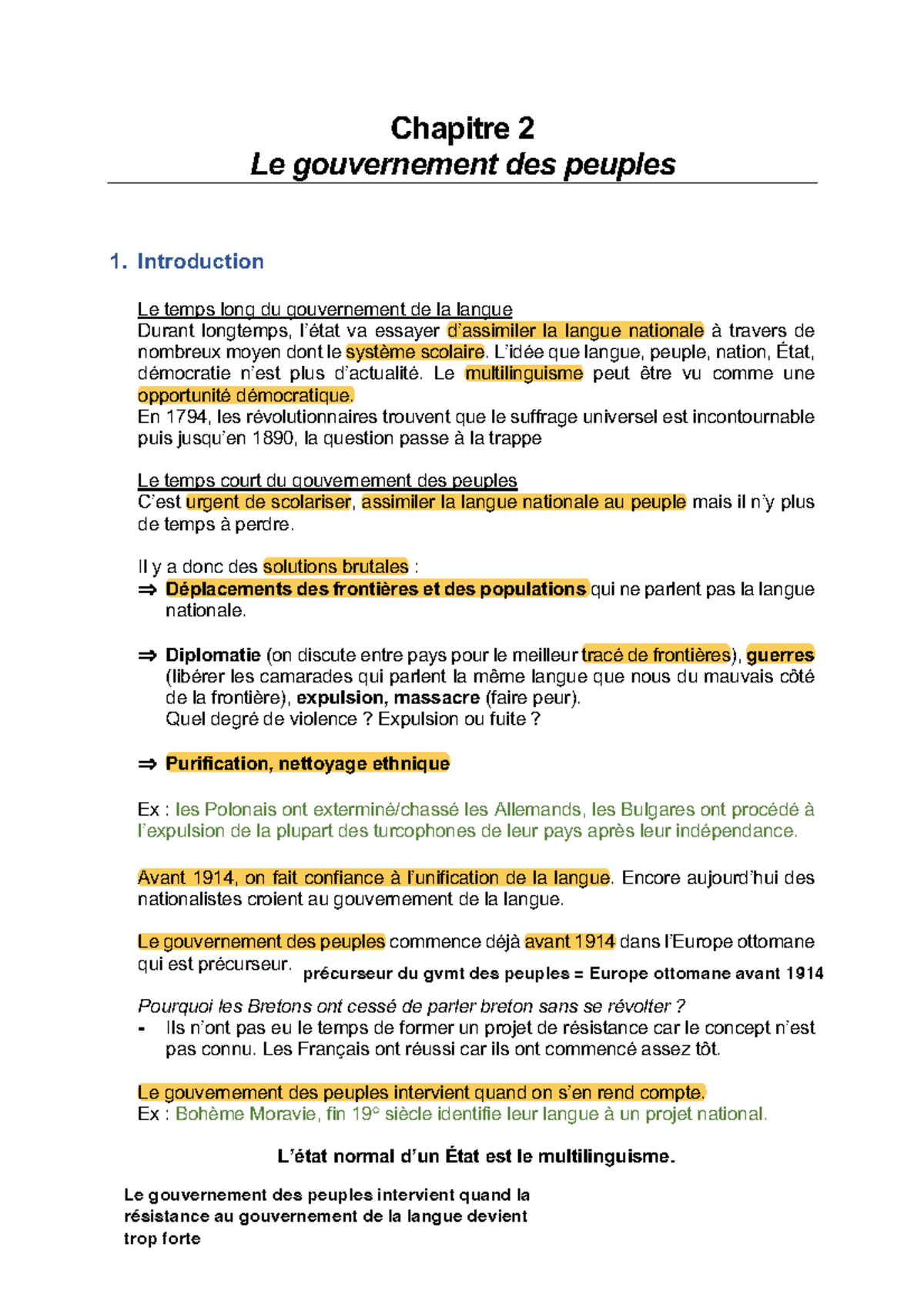 Merge - notes - Chapitre 2 Le gouvernement des peuples 1. Introduction ...