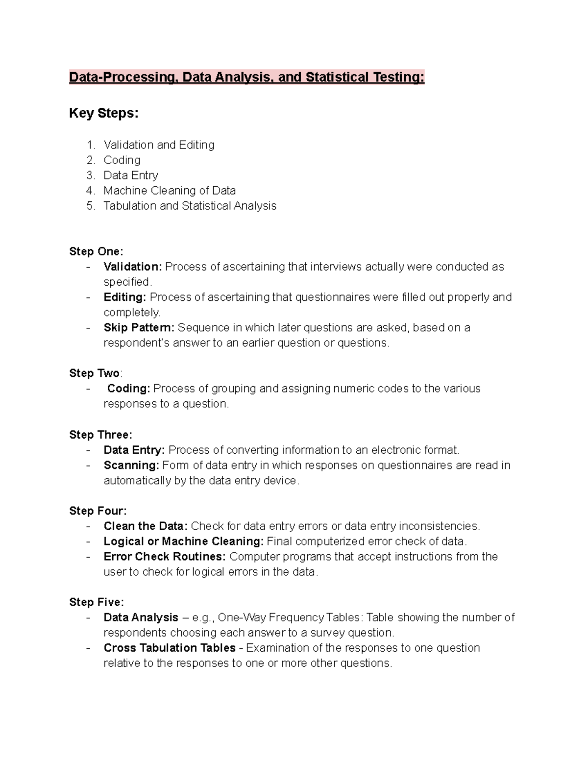 AC272 Research Methods Chapter 13 Notes - Data-Processing, Data ...