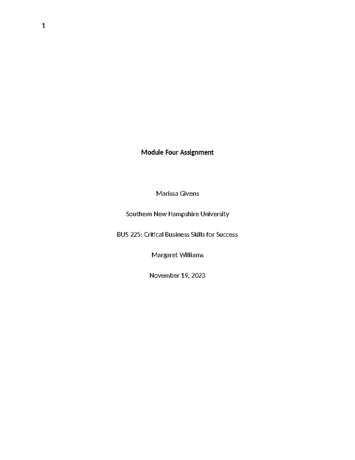BUS225 Module Four Assignment - Module Four Assignment Marissa Givens ...