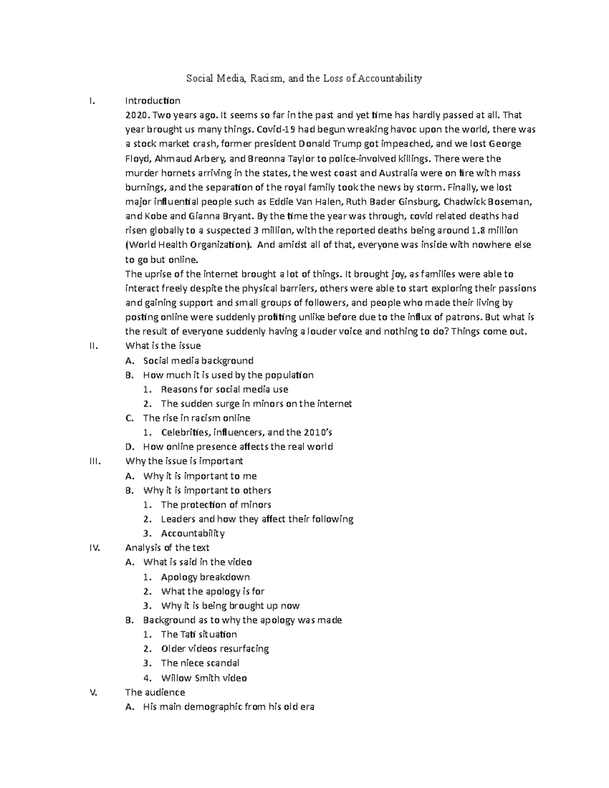 Unit 2 Outline - Social Media, Racism, and the Loss of Accountability I ...