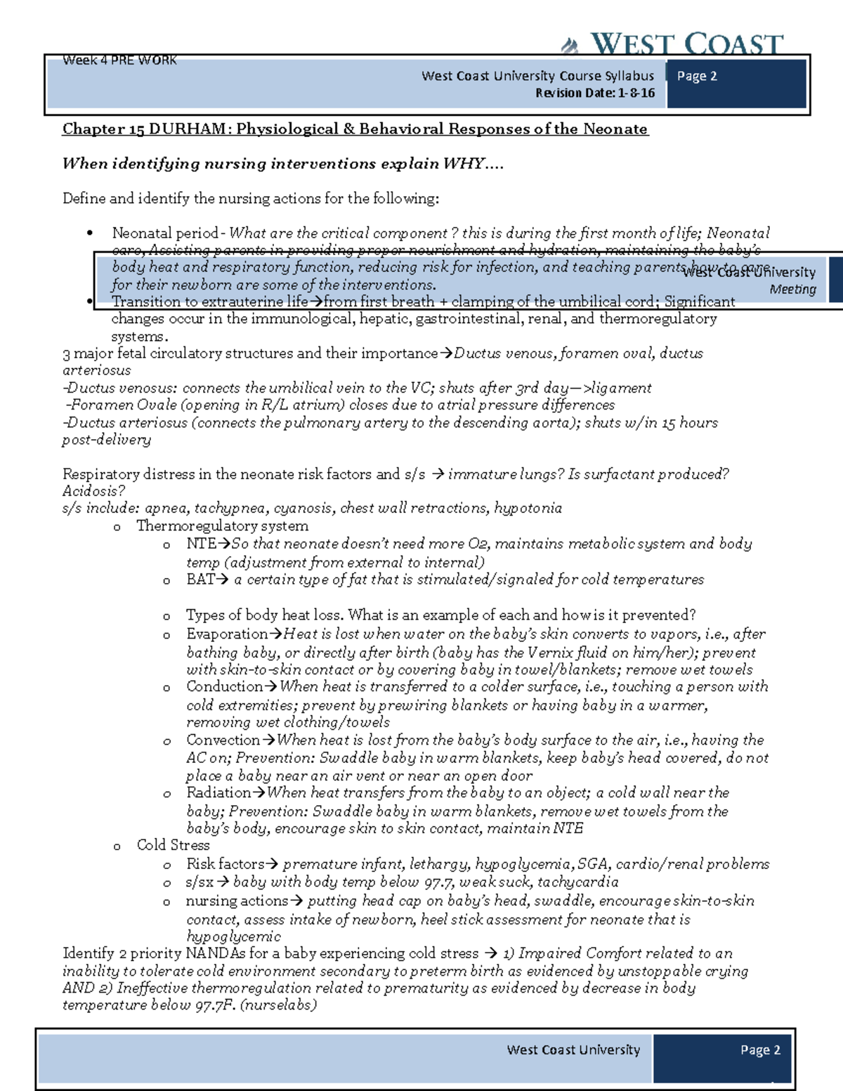 Week 4 Pre Work - week 4 - West Coast University Course Syllabus ...