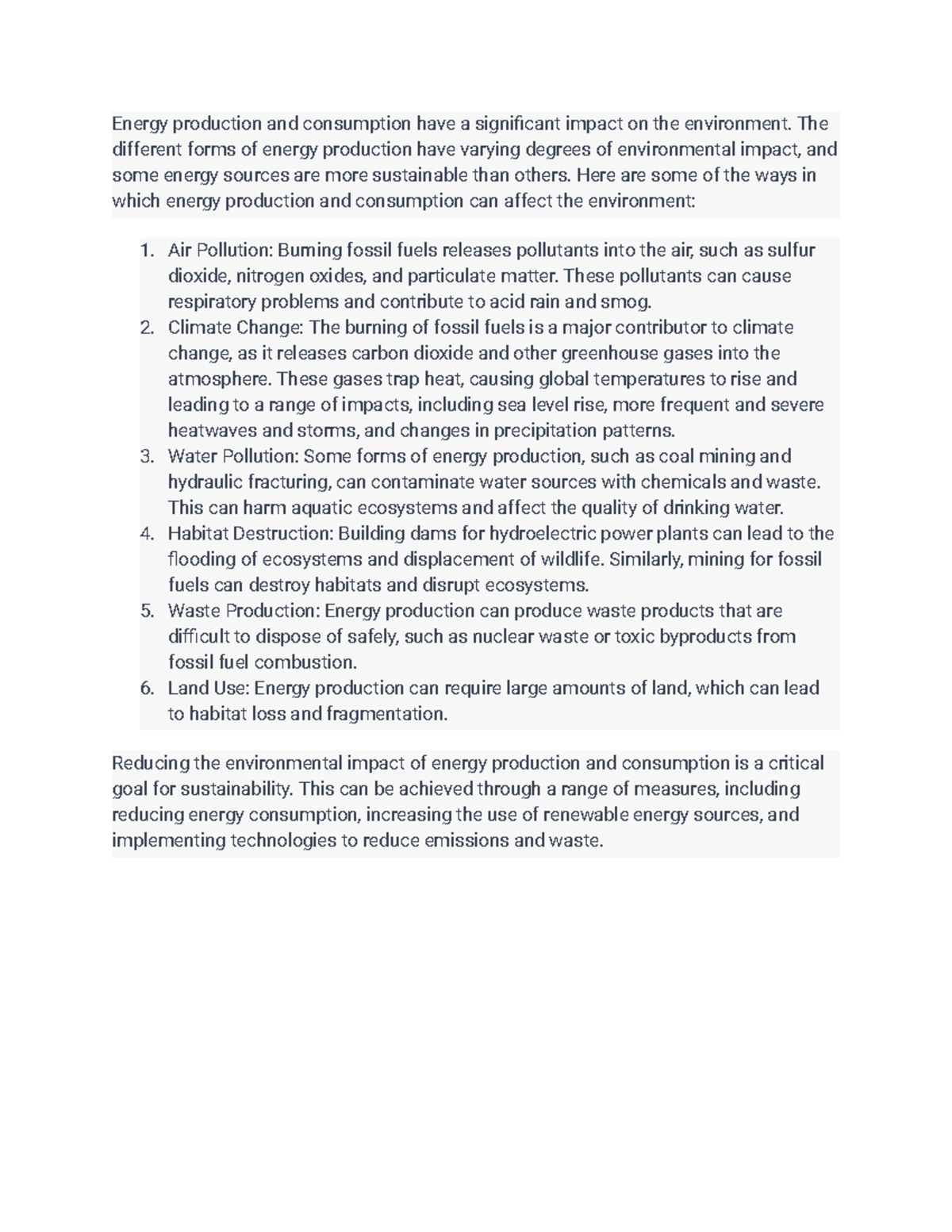 Environmental impact of energy production and consumption - Energy ...
