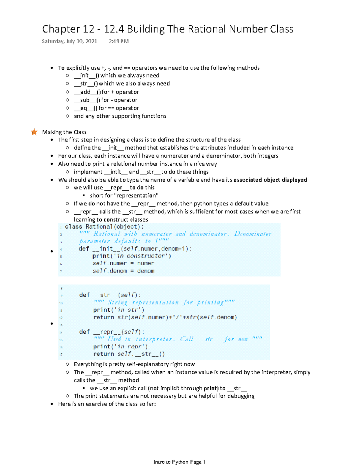 Chapter 12 - 12.4 Building The Rational Number Class - To explicitly ...