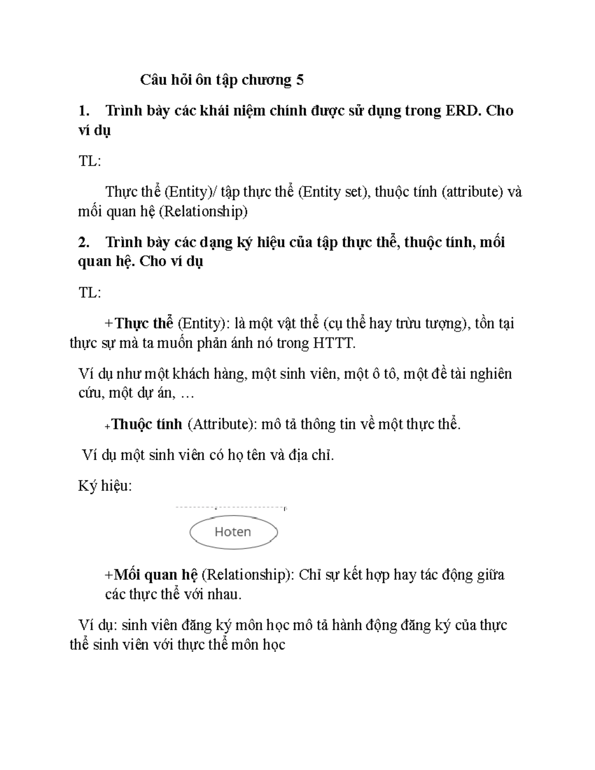 Câu hỏi ôn tập chương 5 (2021) - **Câu hỏi ôn tập chương 5 Trình bày các khái niệm chính được sử ...