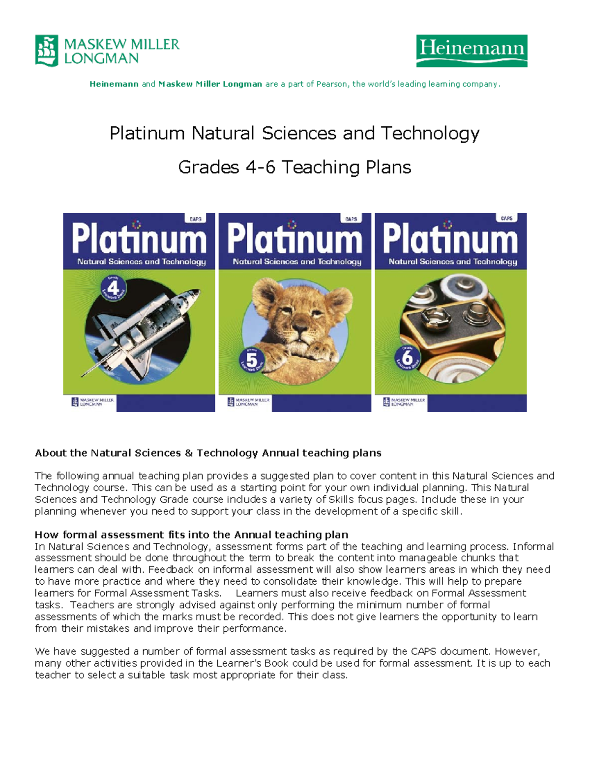 Platinum natural sciences and technology teaching plan - Heinemann and ...