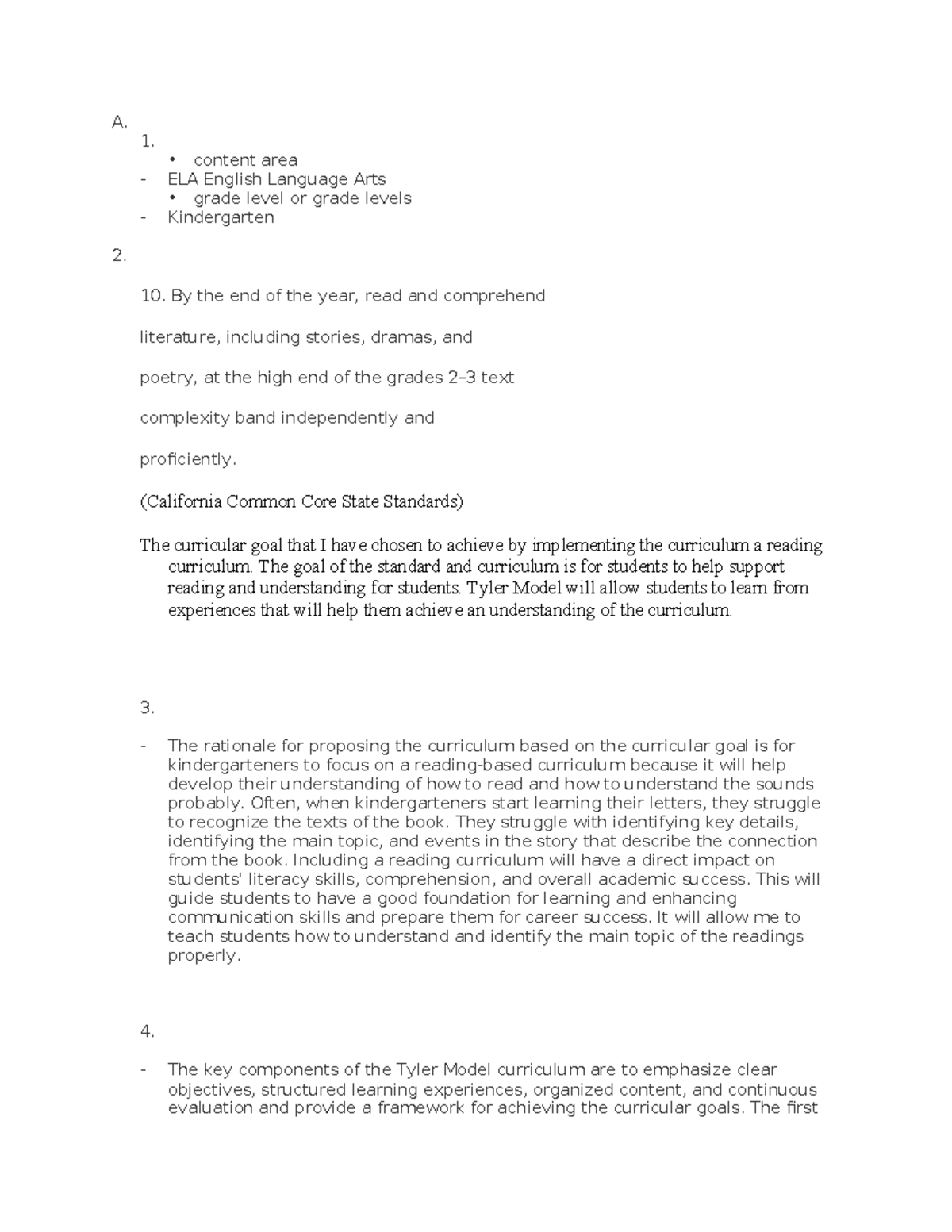 Implementing a Reading Curriculum Using Tyler Model - D631 - A. 1 ...
