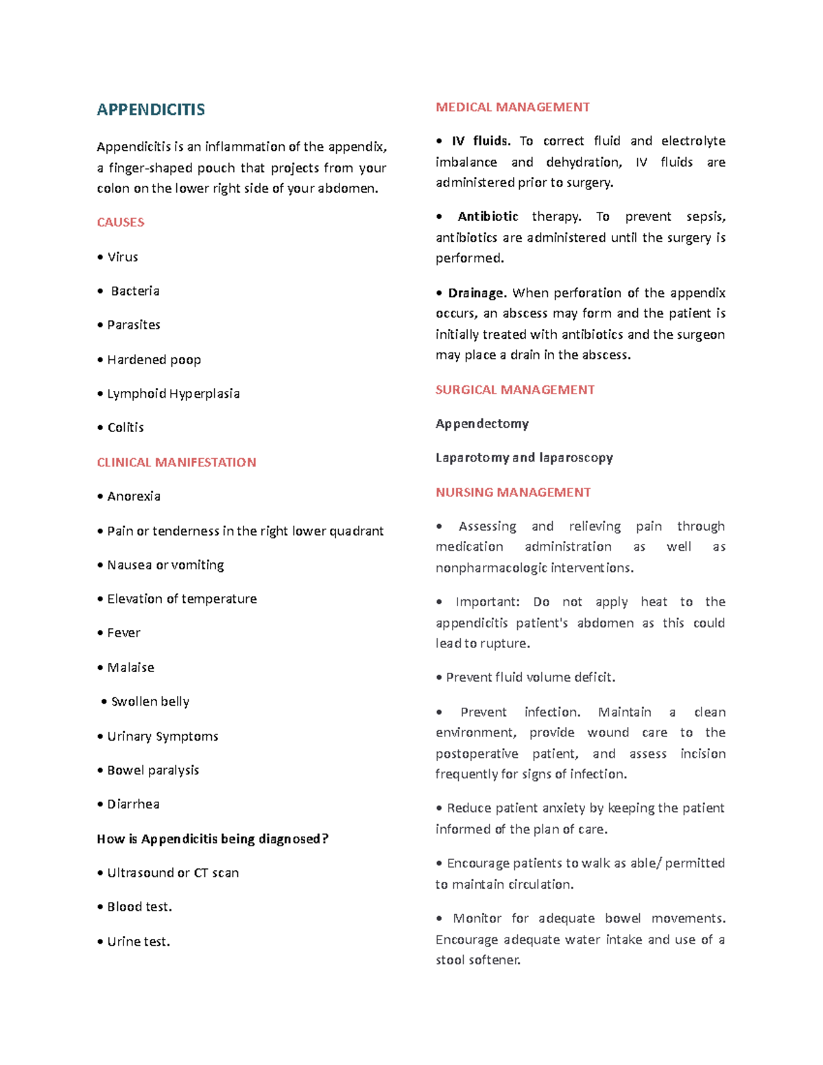 Appendicitis - APPENDICITIS Appendicitis is an inflammation of the ...