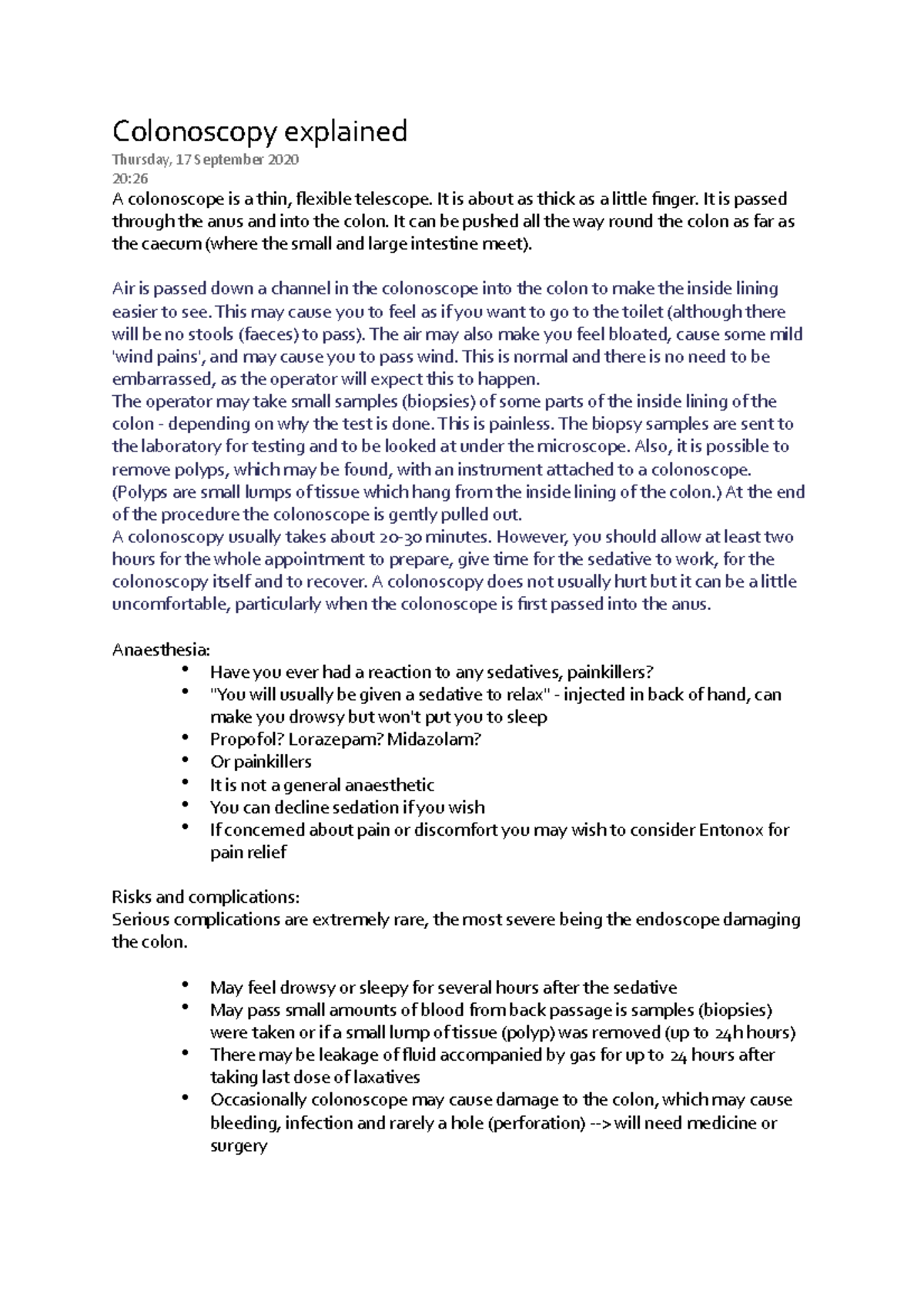 Colonoscopy explained - Colonoscopy explained Thursday, 17 September ...