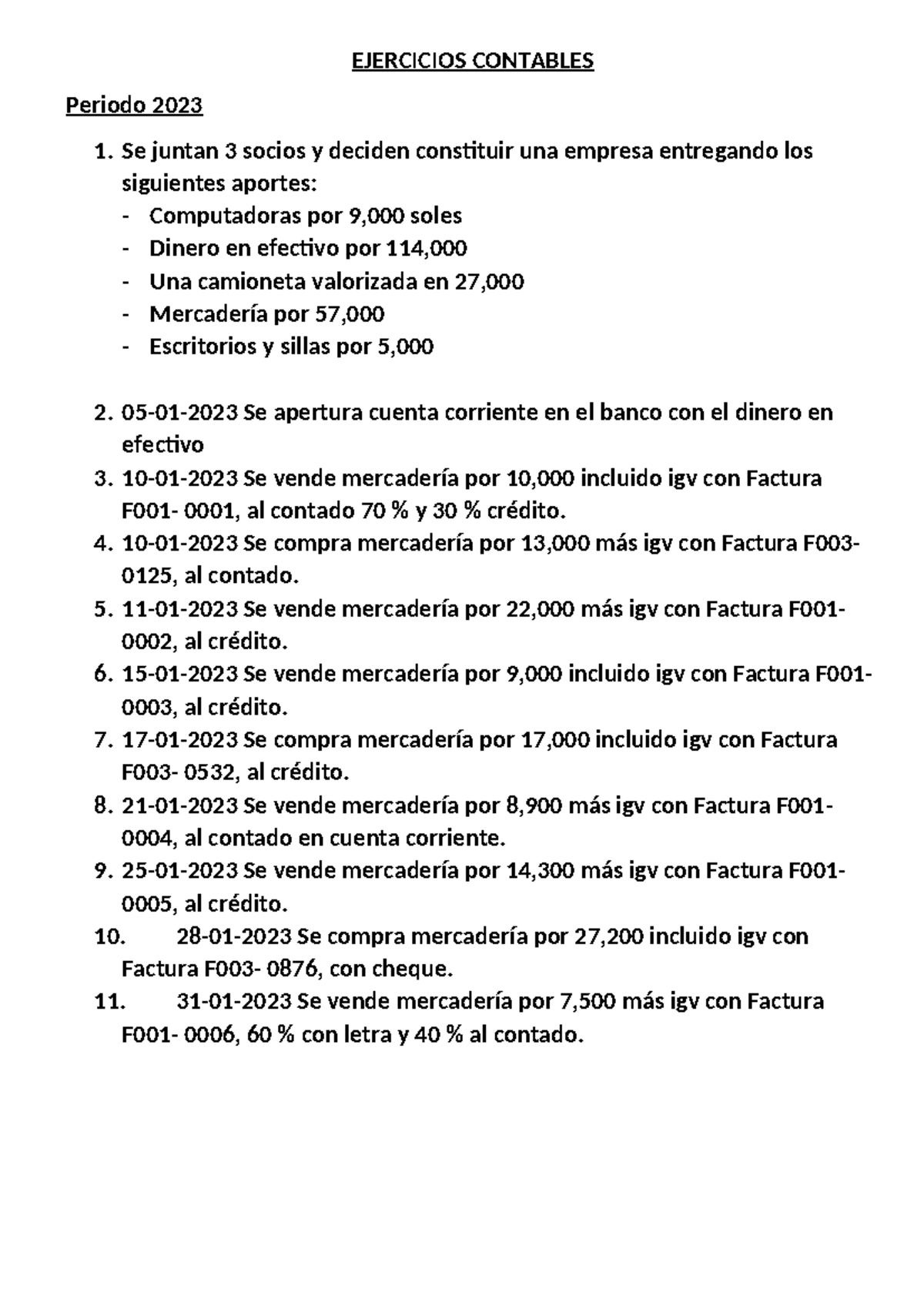 Ejercicios Contables - Ajustes Contables - EJERCICIOS CONTABLES Periodo ...