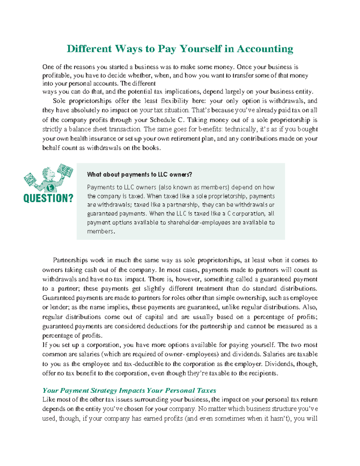 Different Ways to Pay Yourself in Accounting - Once your business is ...