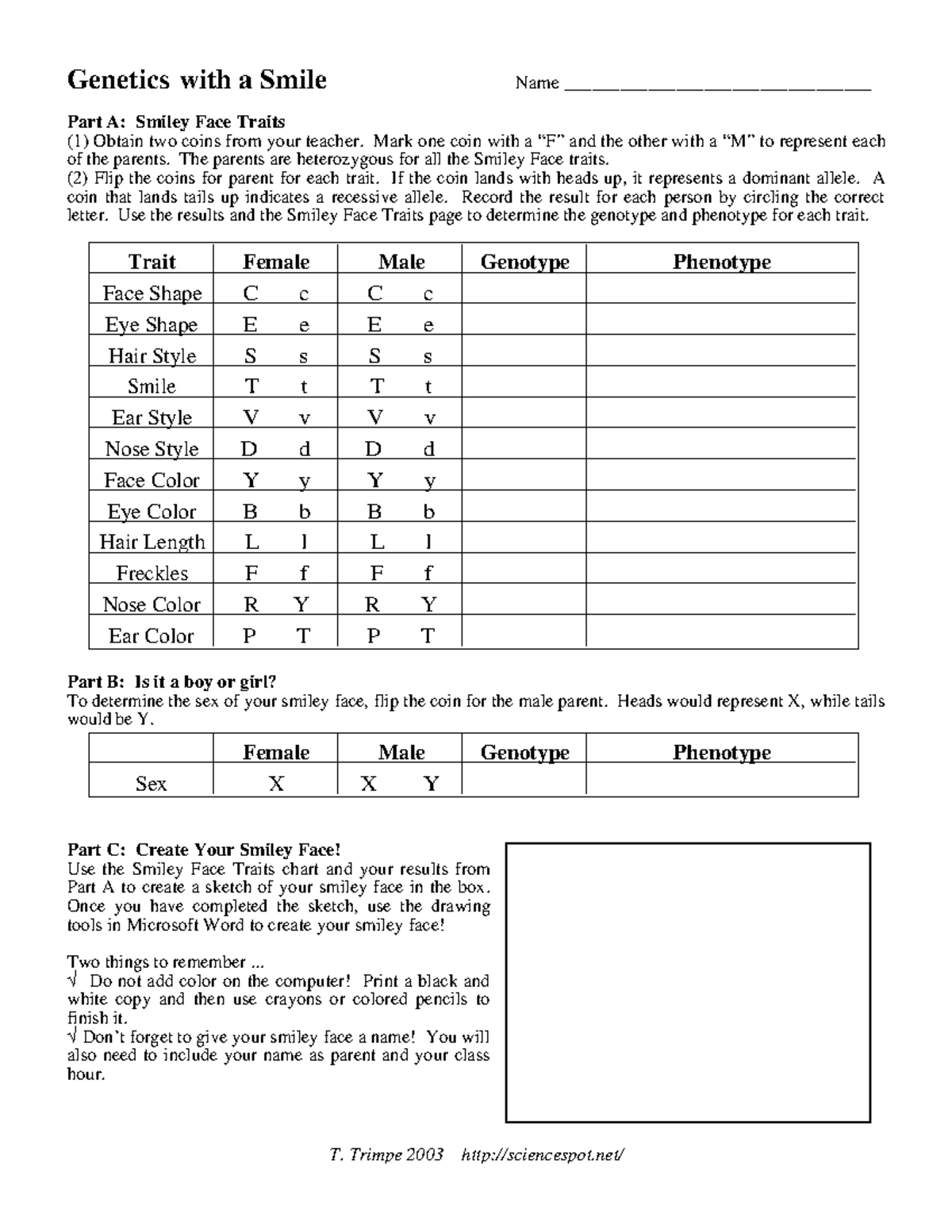 Gen smilewkst 1 - Summary Biology - Genetics with a Smile Name