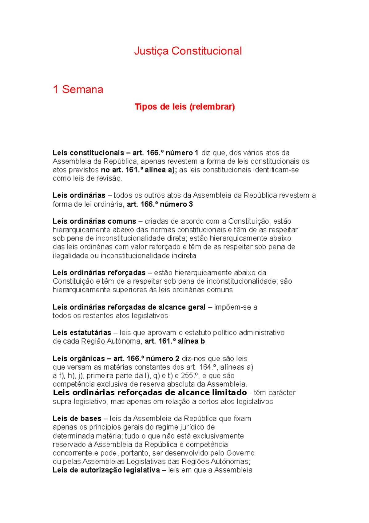 Justiça Constitucional - Justiça Constitucional 1 Semana Tipos de leis ...