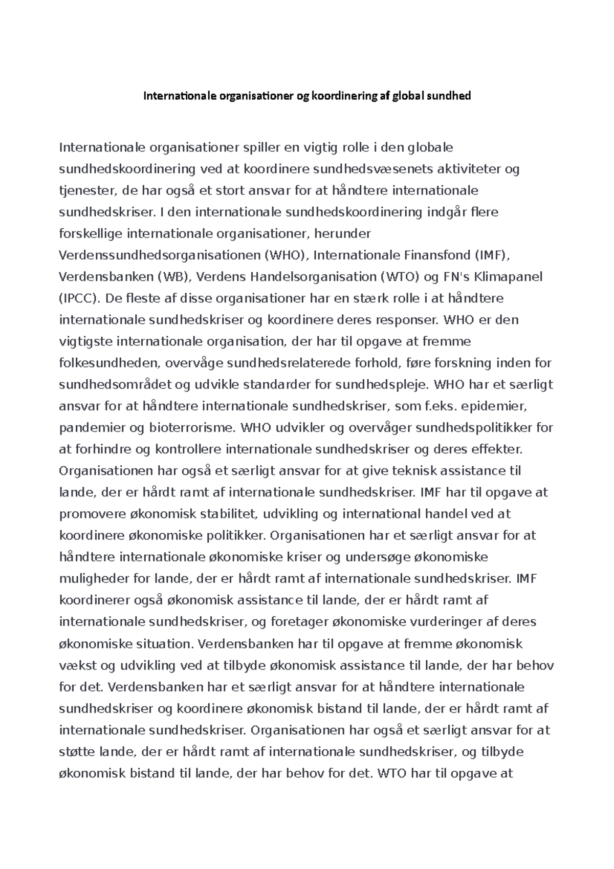 Internationale organisationer - I den internationale ...