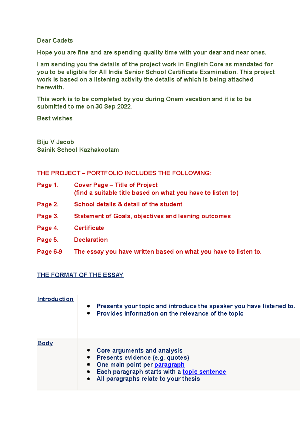 Project Aissce 2023 - Dear Cadets Hope you are fine and are spending ...