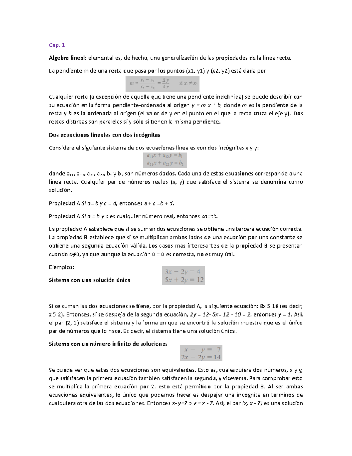 Resumen Algebra 1 2 3 - Cap. 1 Álgebra lineal: elemental es, de hecho ...