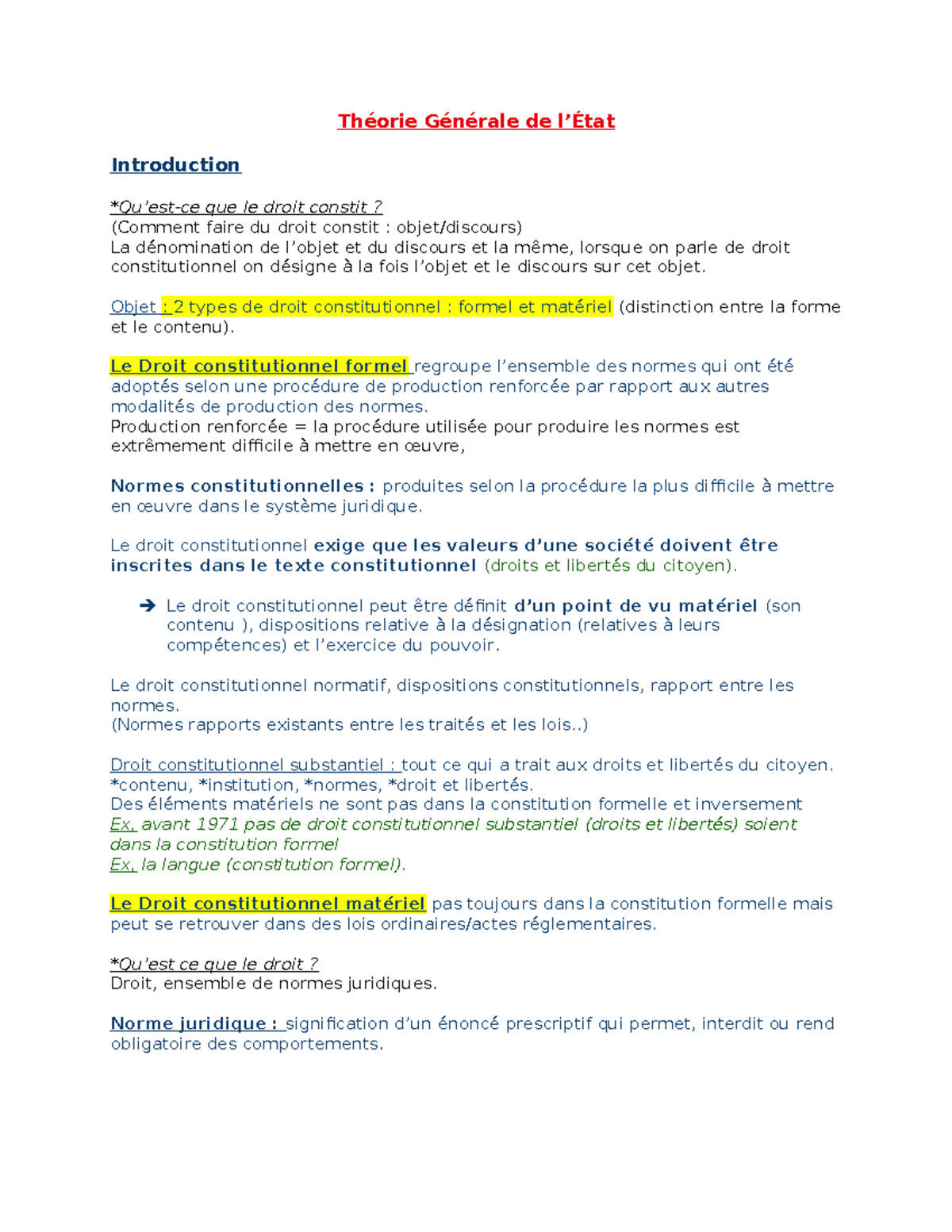 TGE S2 - Théorie Générale de l’État Introduction *Qu’est-ce que le ...