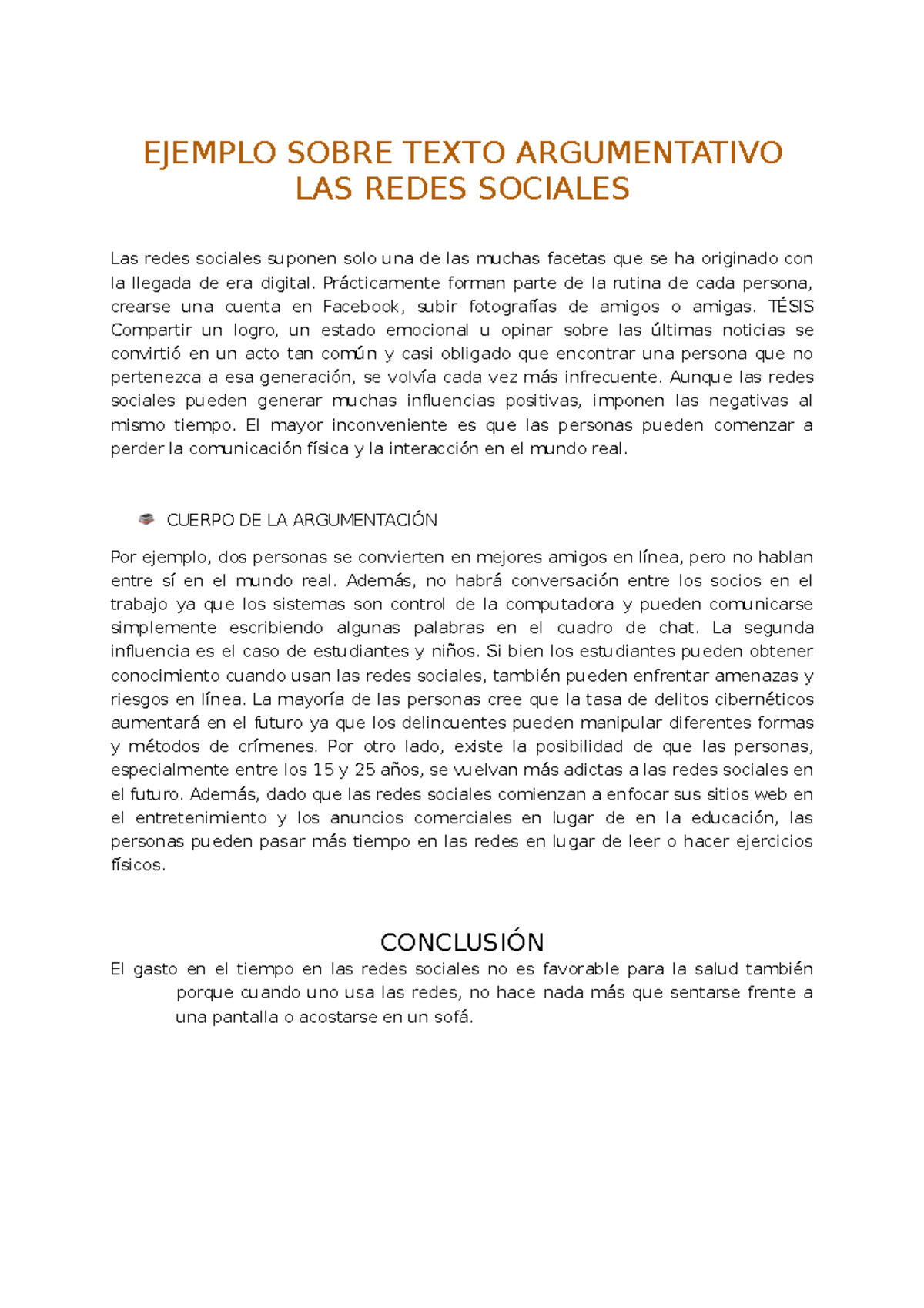 Actividad 01 - Lazaro Leyva - EJEMPLO SOBRE TEXTO ARGUMENTATIVO LAS ...