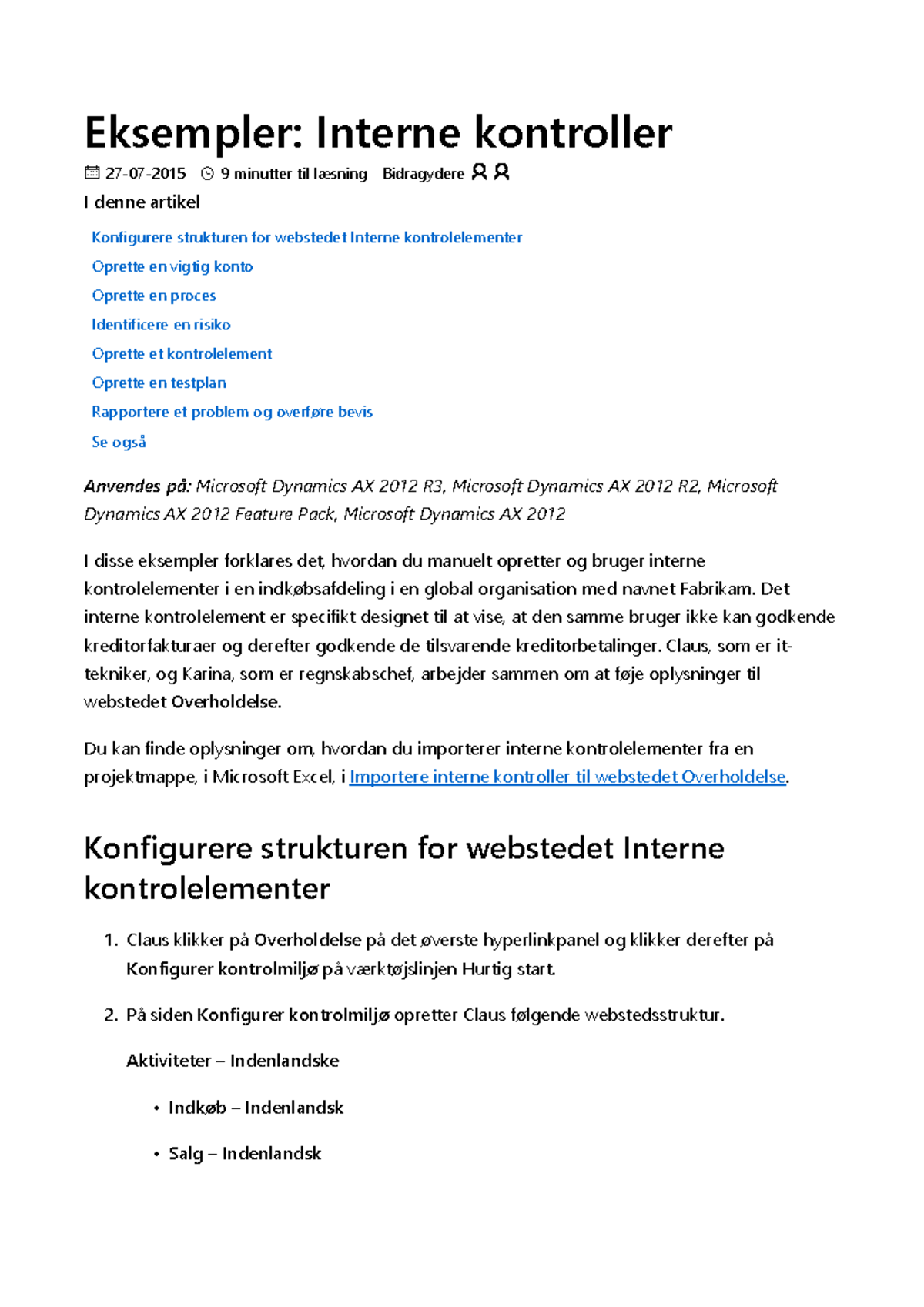 Eksempel på Interne kontroller og hvordan du manuelt opretter og bruger ...