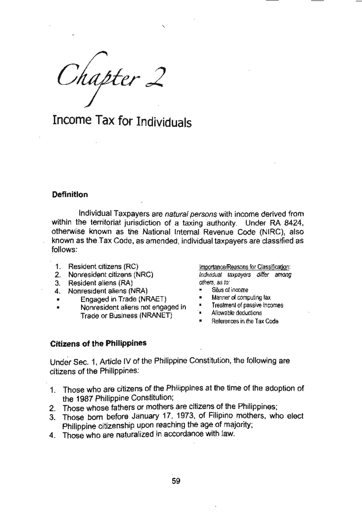 Chapter 2 - Individual Taxpayers -er , Income Tax for Individuals ...